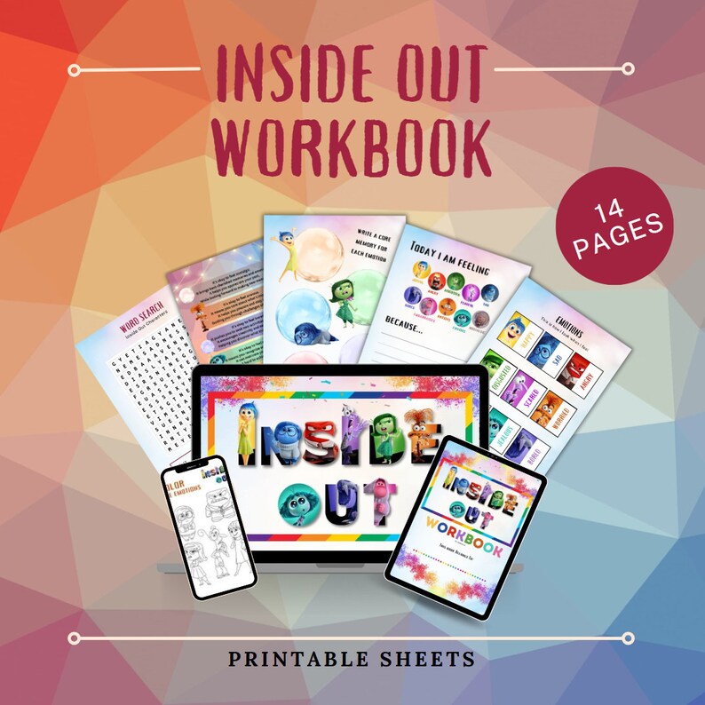 Inside Out Kids Workbook | Activity Sheets | Printable Sheets | Instant ...