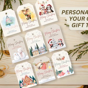 Editable Christmas Gift Tags Downloadable PDF Personalized Cards Canva ...
