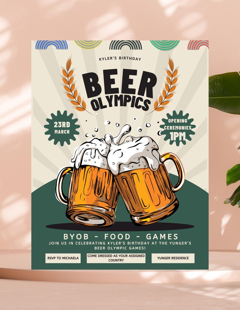 Beer Olympics Birthday Invitation - Etsy