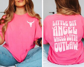 Little Bit Angel Whole Lotta Outlaw Oversized T-shirts, Boho Hippie ...