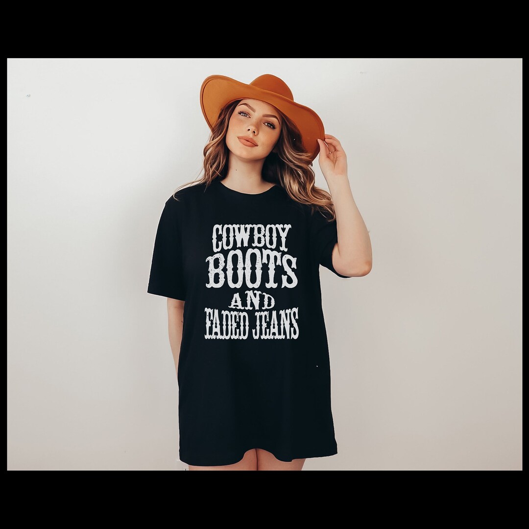 Cowboy Boots and Faded Jeans Shirt Western Style Tee Country - Etsy