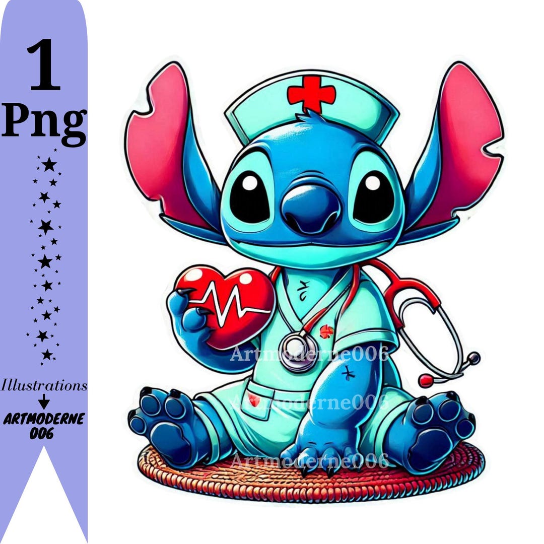 Diseño de enfermera Stitch, clipart PNG de Stitch, trabajo de Stitch ...