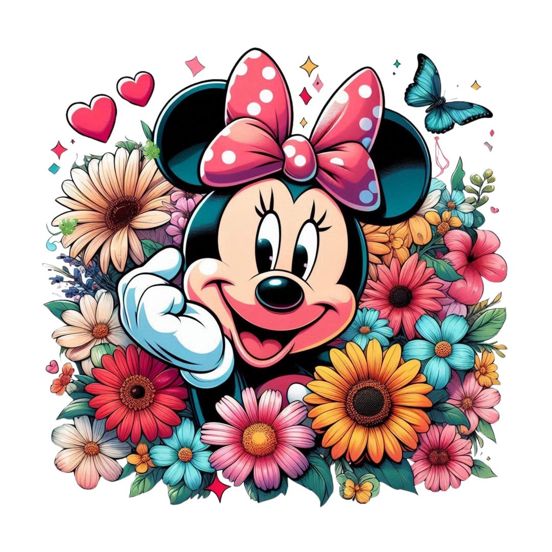 Minnie Mouse Flowers Design, Minnie Mouse Png Clipart, Minnie Love ...