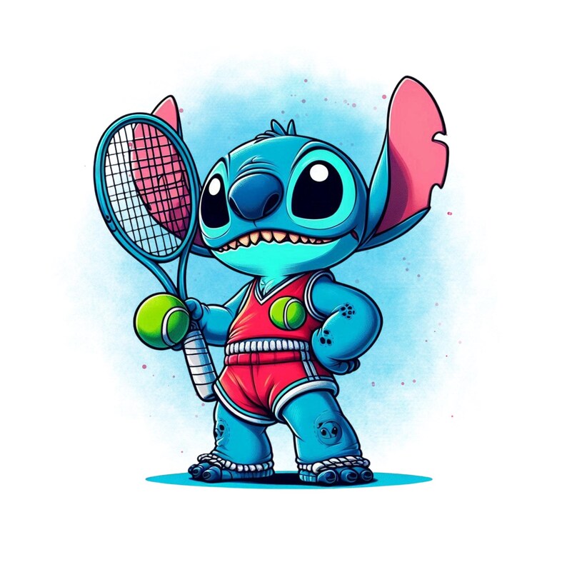 Stitch Tennis, Stitch PNG Clipart, Stitch Watercolor Background, Lilo y ...