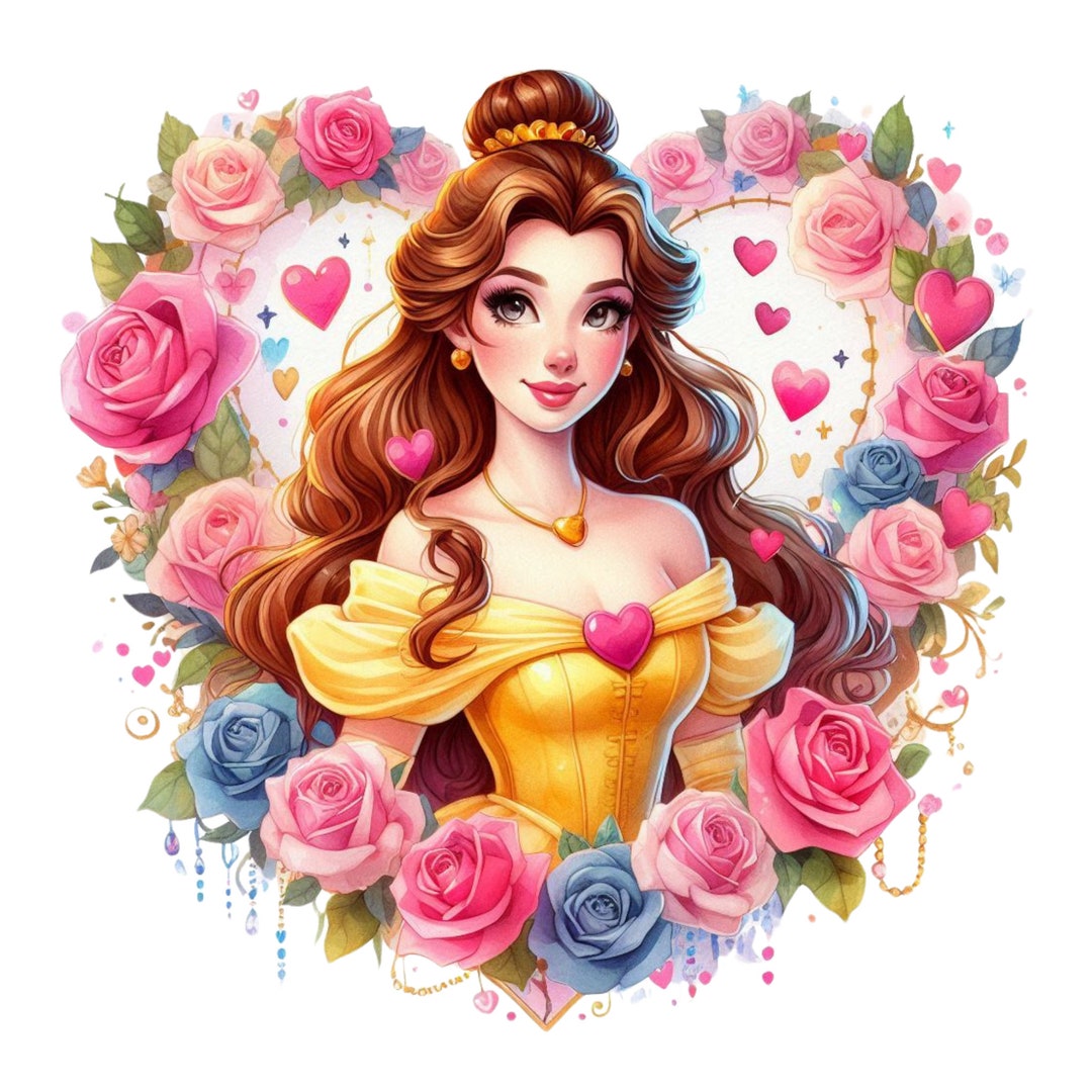Princess Belle Png Clipart, Princess Belle Flower Design, Beauty and ...