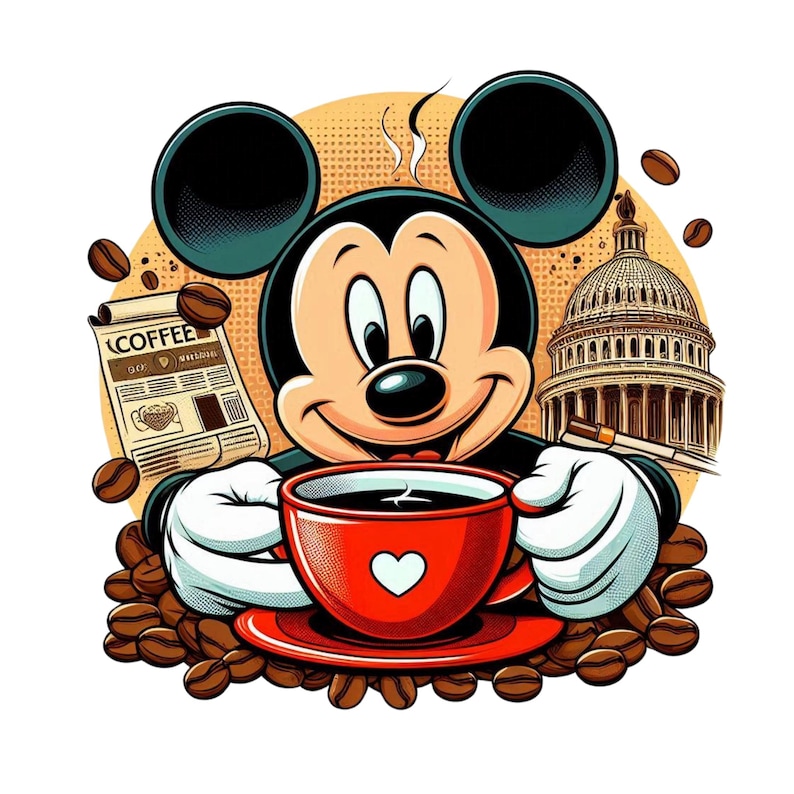 Mickey Mouse Drink Coffee, Mickey Mouse Png Clipart, Mickey Coffee Love ...