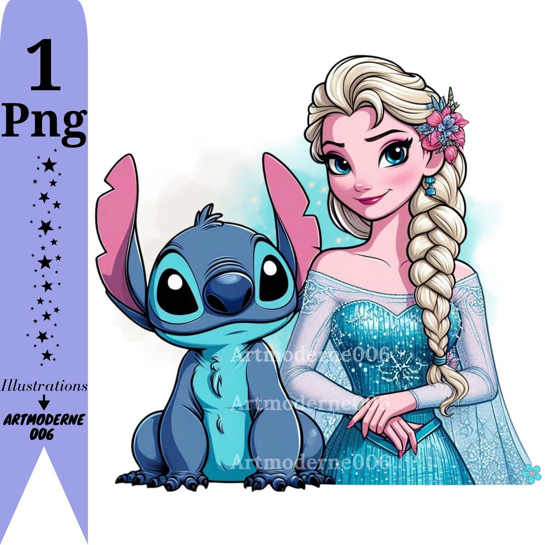 Stitch and Princess Elsa Png Clipart, Stitch Png, Princess Elsa Png ...