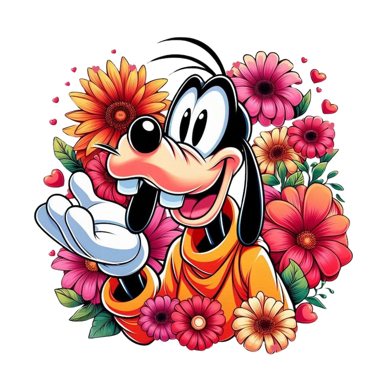 Goofy Flower Design, Goofy Png Clipart, Mickey Mouse Friends, Mickey ...