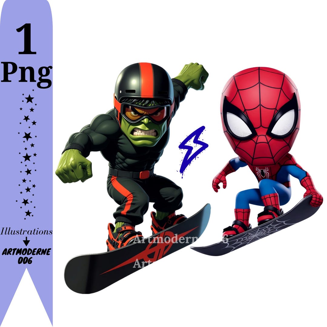 Spiderman and Hulk Snowboard Design Hulk and Spiderman Png Clipart ...