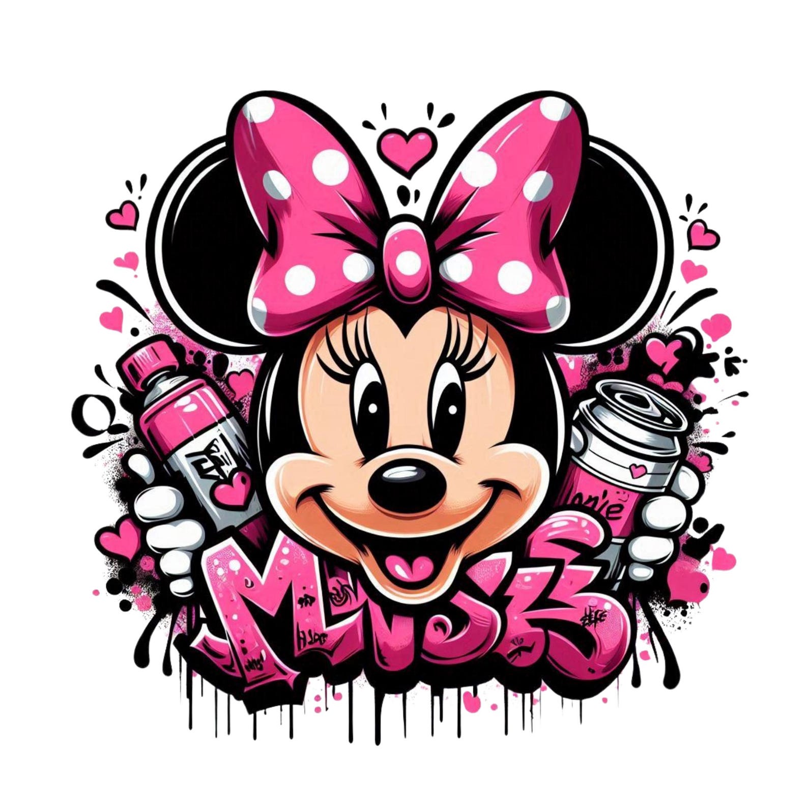 Minnie Mouse Png Clipart, Minnie Mouse Grafiti Design, Cute Minnie ...