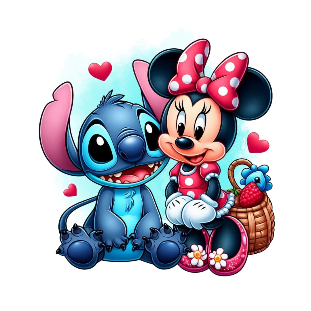 Minnie Mouse and Stitch Png Clipart, Watercolor Background, Stitch Png ...