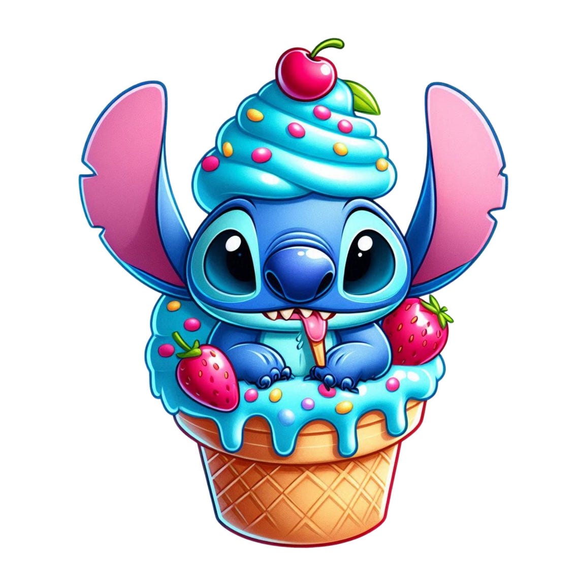 Stitch Png Clipart, Stitch Ice Cream, Cute Stitch, Lilo and Stitch Character, Instant Download ...