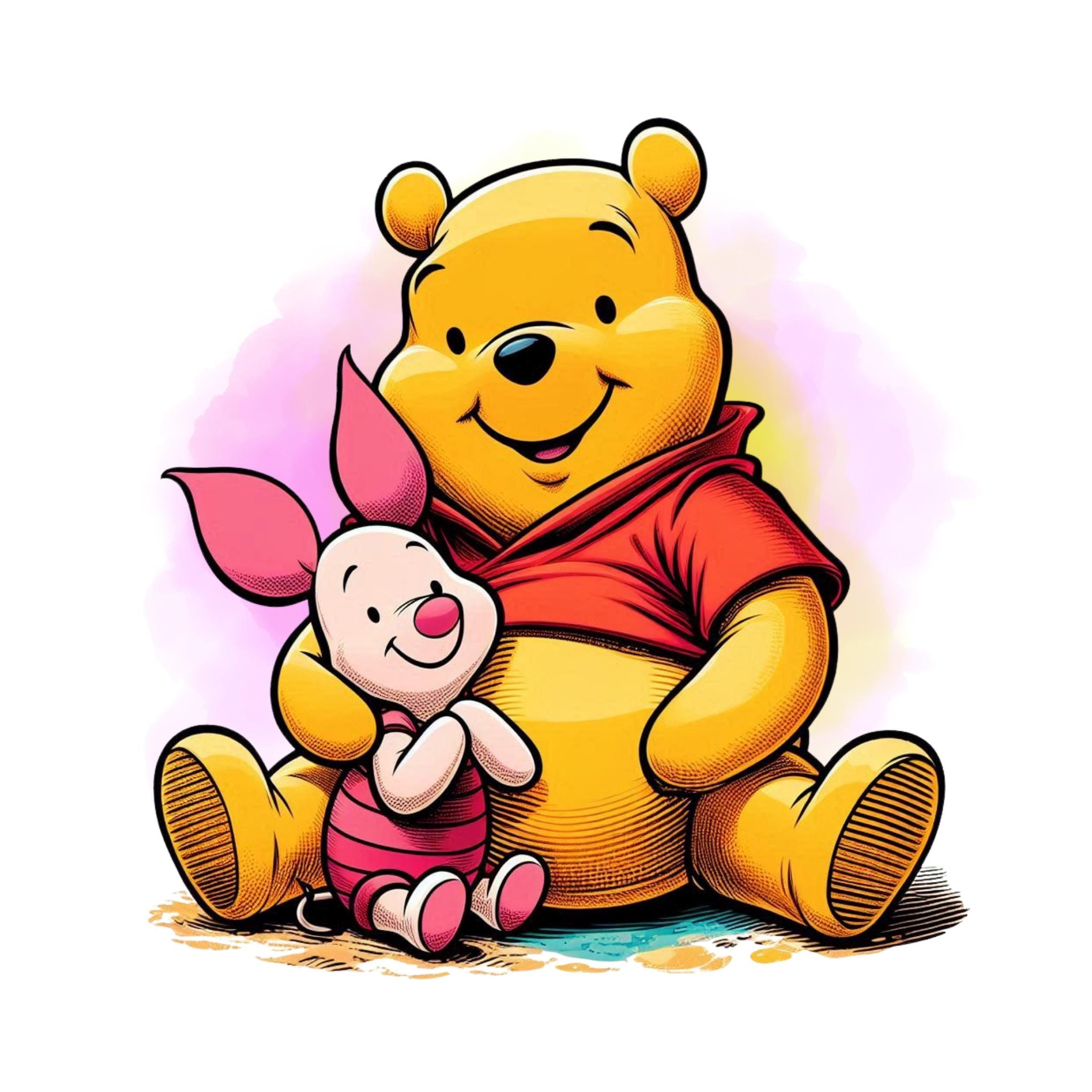 Winnie the Pooh and Piglet Png Clipart, Watercolor Background, Winnie ...