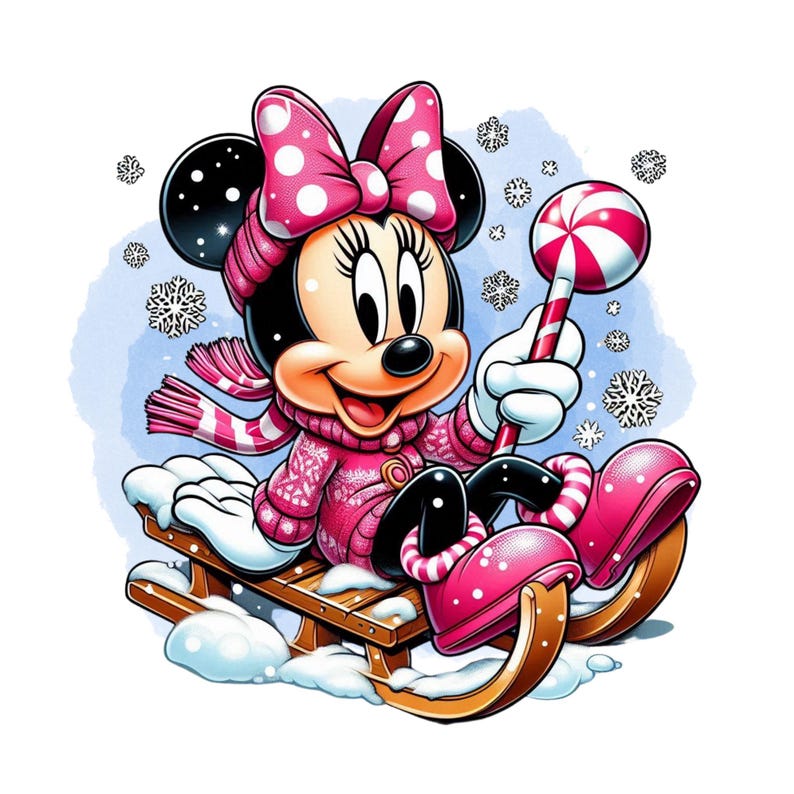 Minnie Mouse Png Clipart, Minnie Mouse Sled, Minnie Mouse Snow, Instant ...