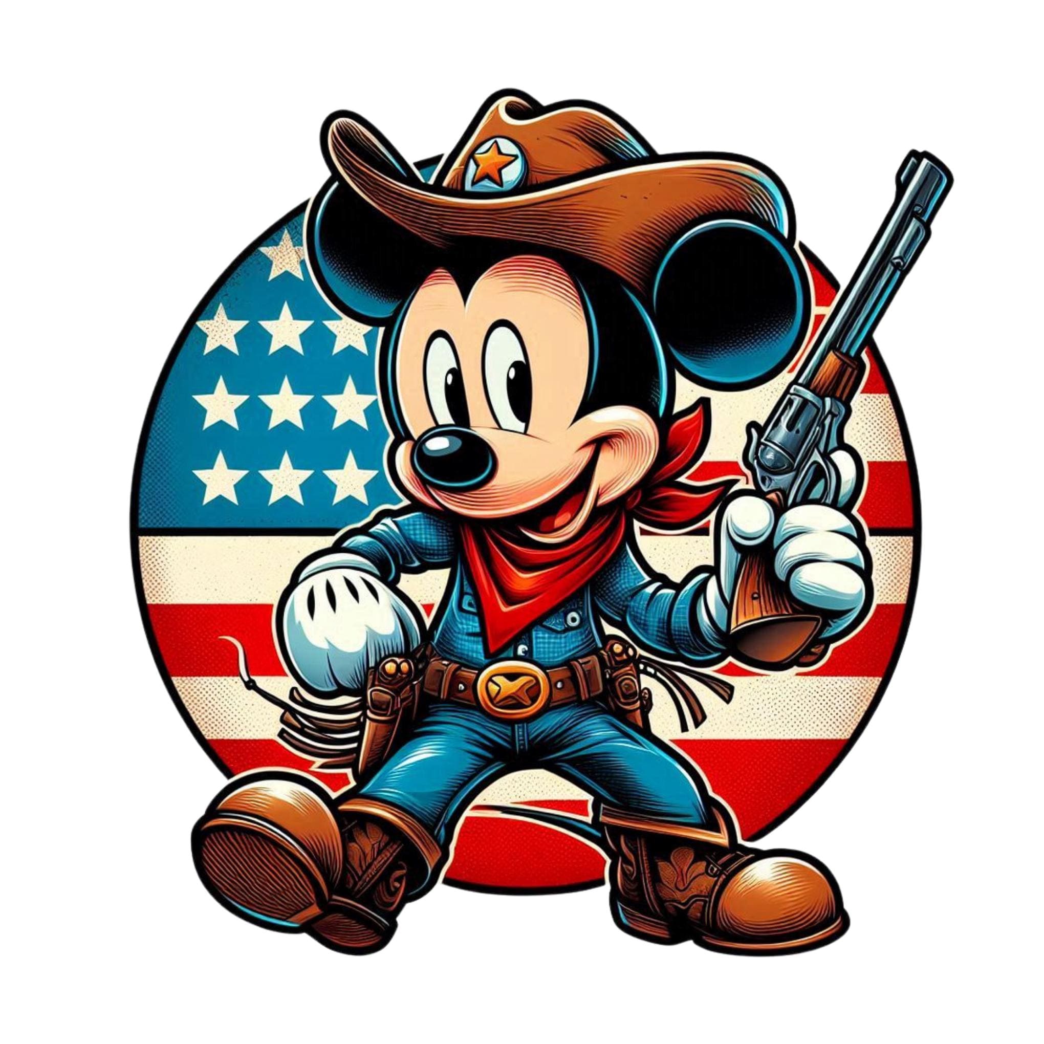 Mickey Mouse Png Clipart, Mickey Mouse Cowboy, Amerikan Flag, Cute ...