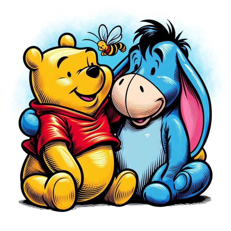 Winnie the Pooh and Eeyore Png Clipart, Watercolor Background, Winnie ...