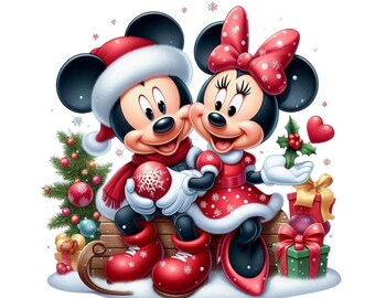 Mickey and Minnie Mouse Christmas Clipart, Merry Christmas Png, Mickey ...