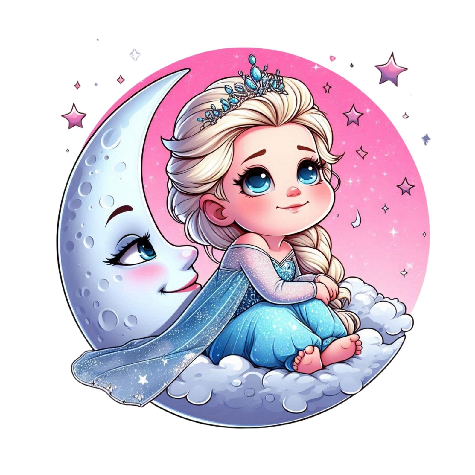 Princess Elsa on the Moon, Princess Elsa Png Clipart, Cute Elsa, Frozen ...
