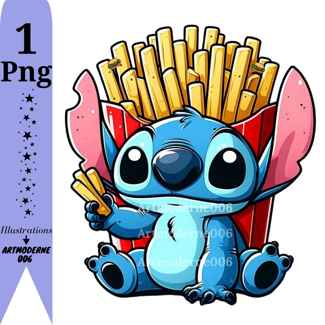 Stitch French Fries, Stitch Png Clipart, Lilo and Stitch Character ...