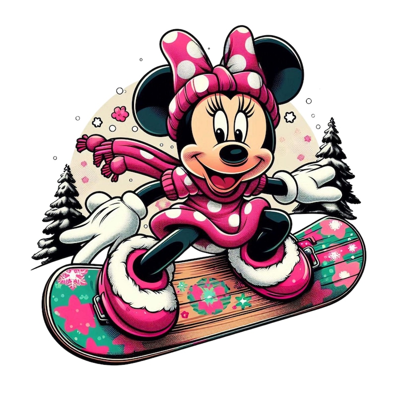 Minnie Mouse Snowboard, Minnie Mouse Png Clipart, Minnie Mouse Winter ...