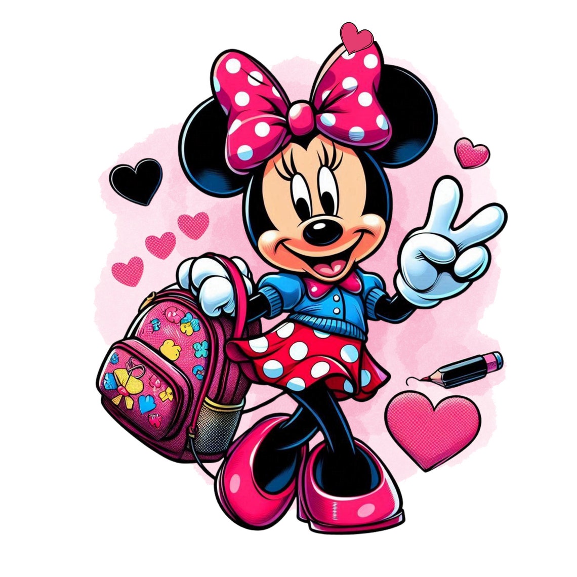 Minnie Mouse Student Design, Minnie Mouse Png Clipart, Minnie School ...