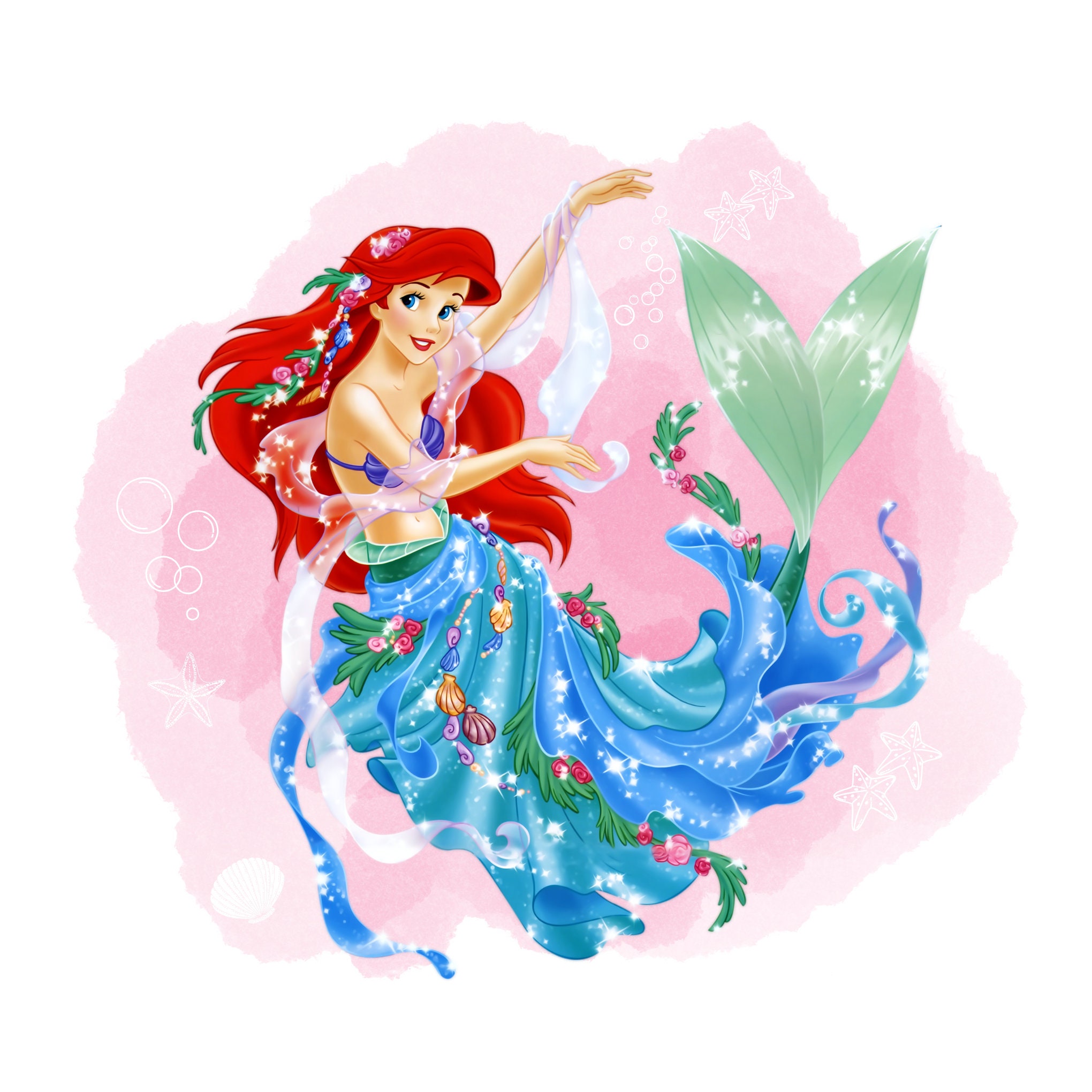Princess Ariel Watercolour Background, the Little Mermaid Png Clipart ...