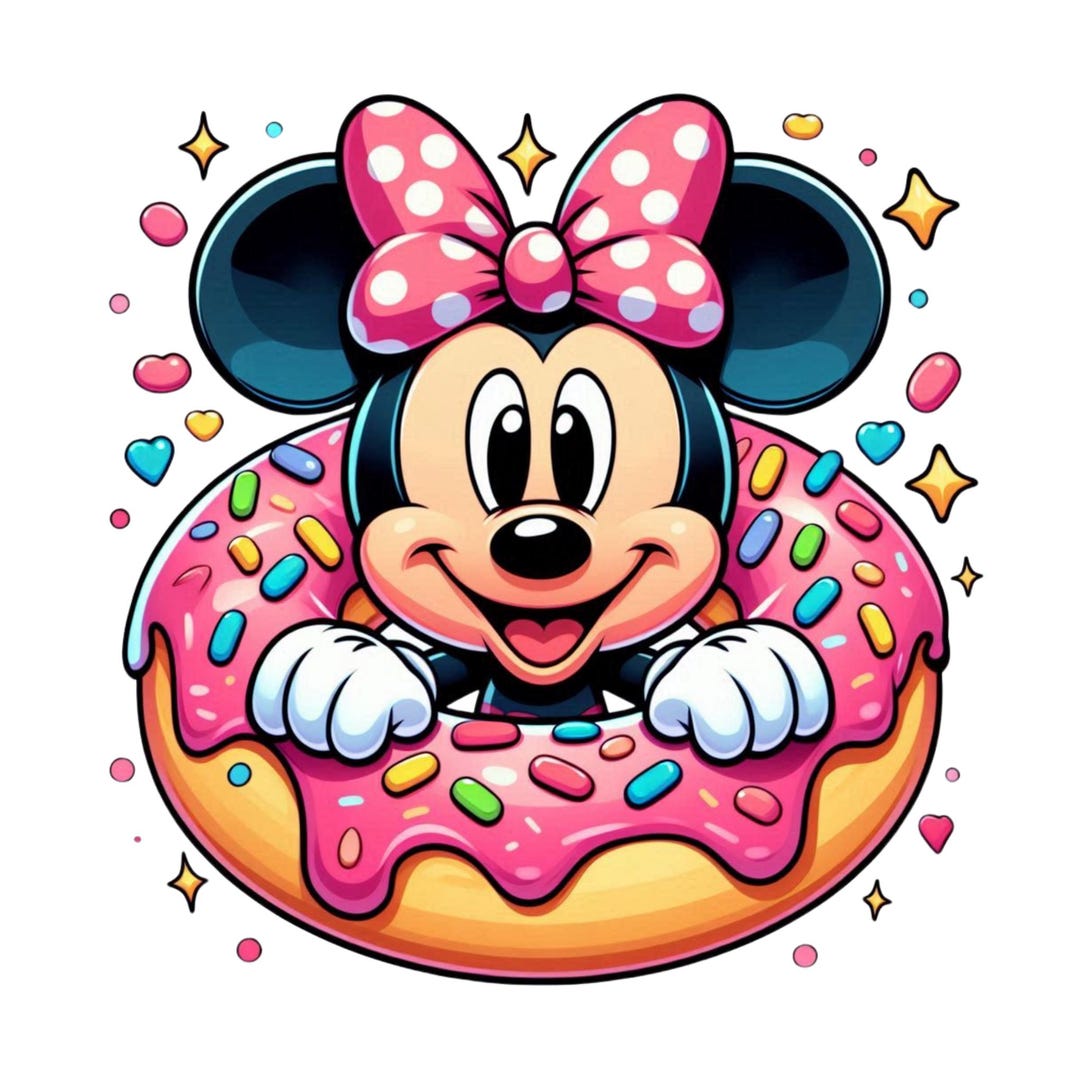 Minnie Mouse Donut, Minnie Mouse Png Clipart, Minnie Birthday, Instant ...