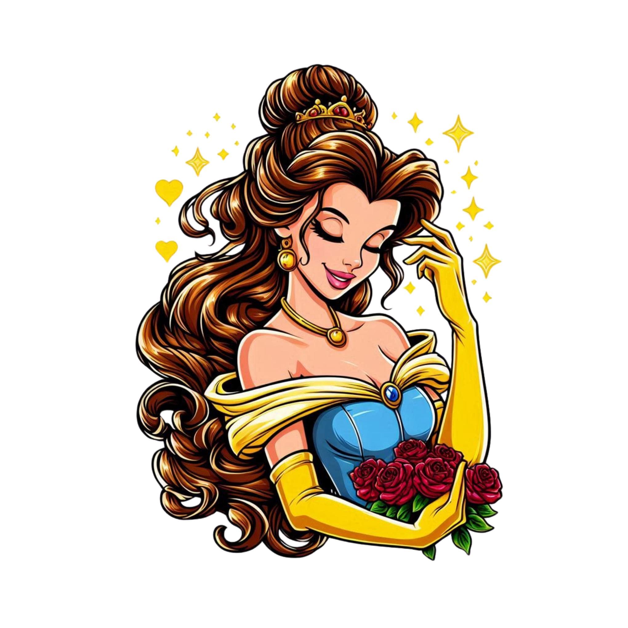 Princess Belle Png Clipart, Princess Belle Rose Design, Beauty and the ...