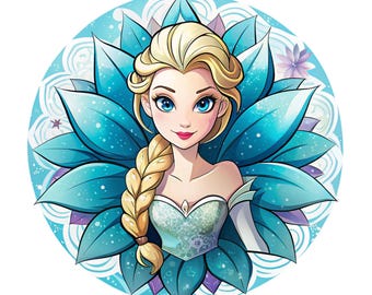 Princess Elsa Flower Design, Elsa Png Clipart, Frozen Png, Instant ...