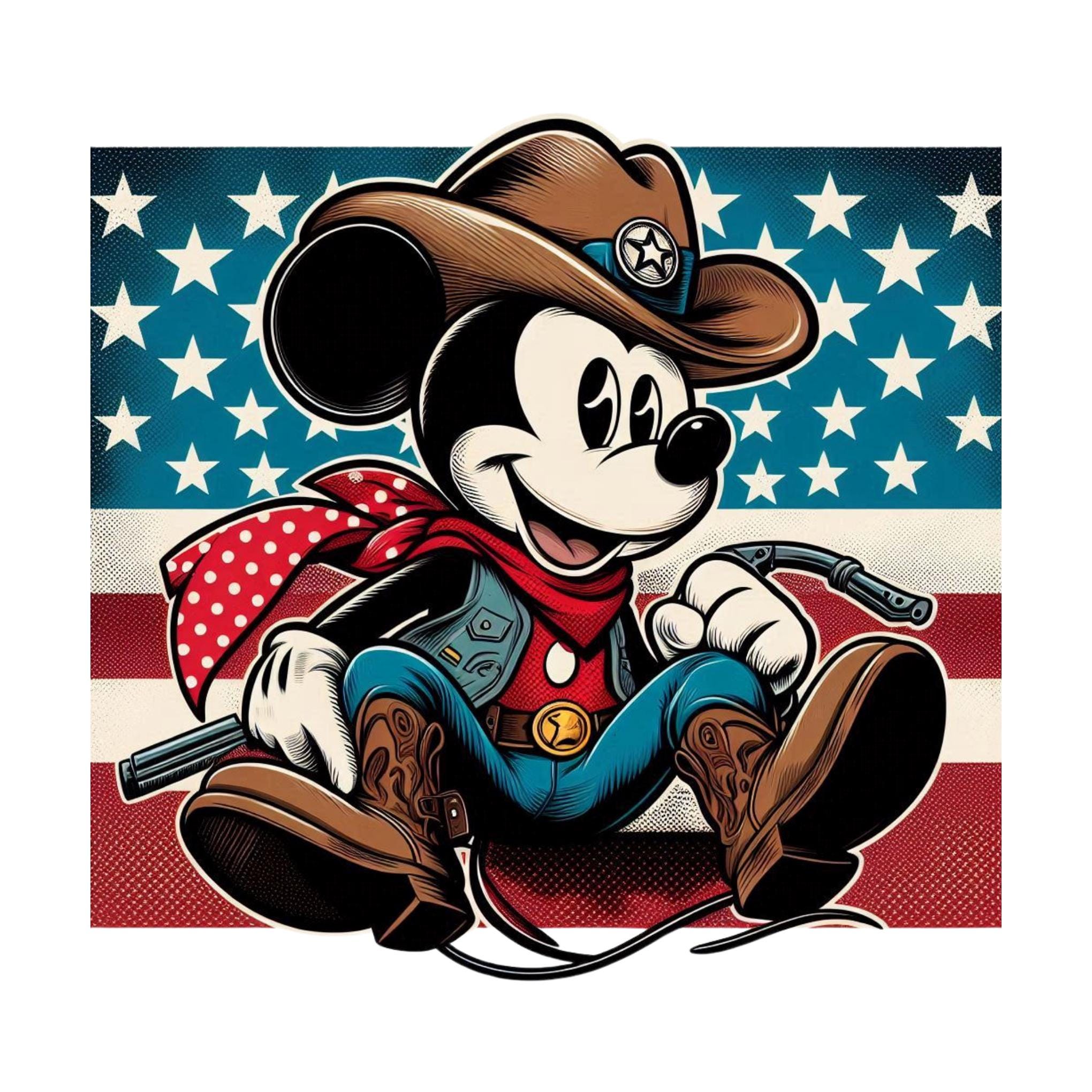 Mickey Mouse Png Clipart, Mickey Mouse Cowboy, Amerikan Flag, Instant ...