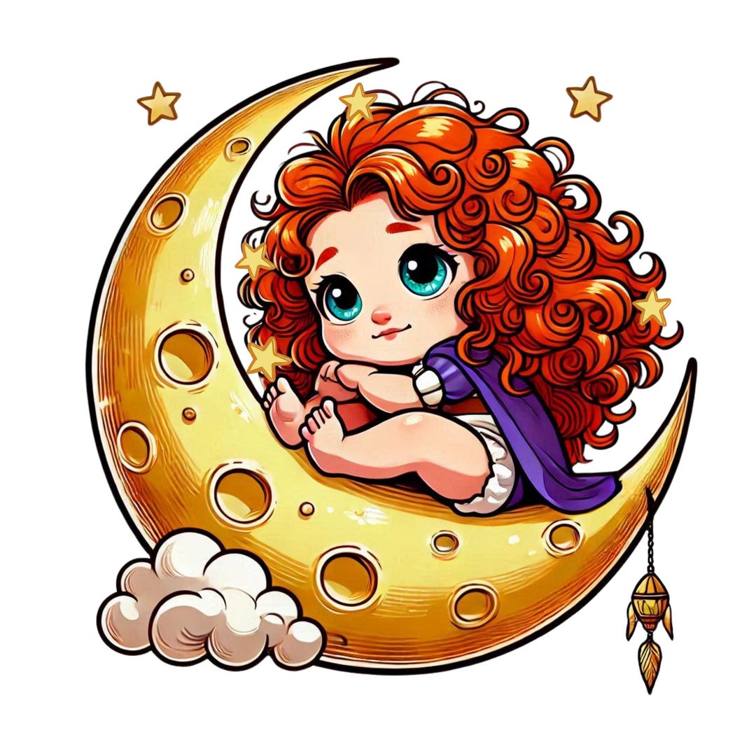Princess Merida on the Moon, Merida Png Clipart, Merida Brave Png, Cute ...