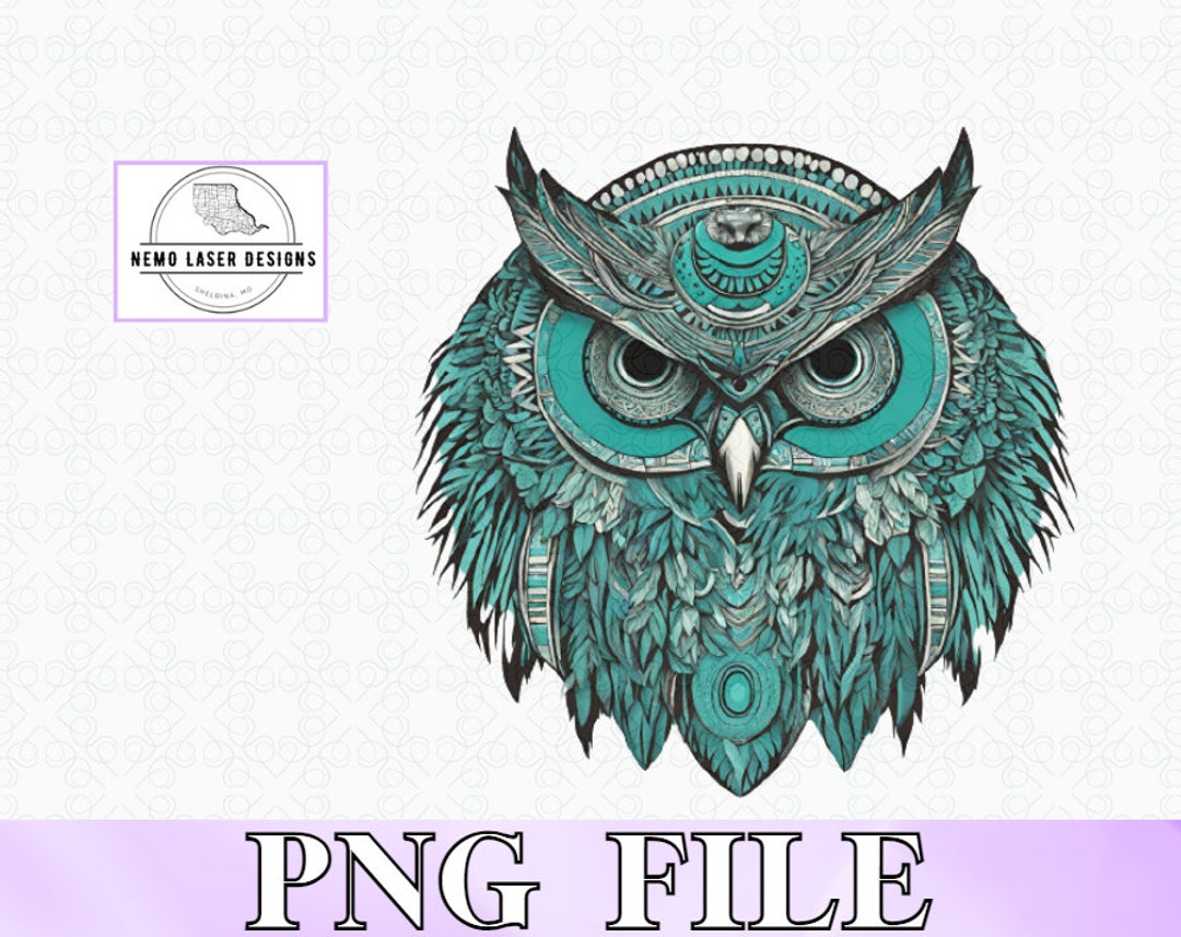Owl Digital Dowload | Owl PNG | Turquoise PNG | Owl Vector | Aztec ...
