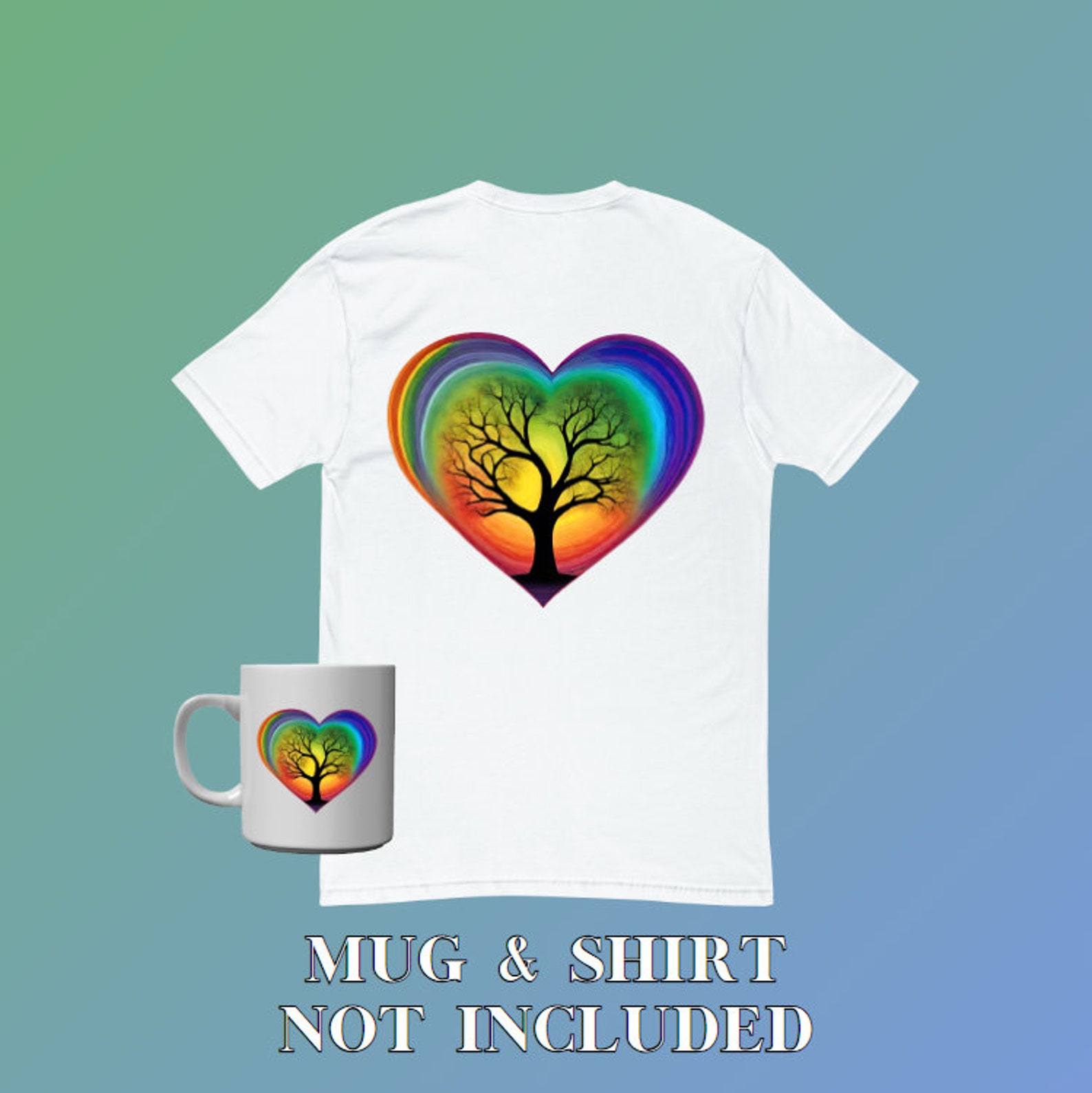 Rainbow Heart Tree Inset Digital File | Rainbow Heart Vector | Heart ...