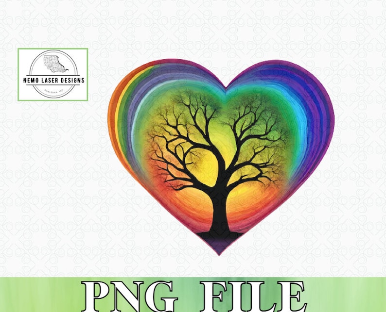 Rainbow Heart Tree Inset Digital File | Rainbow Heart Vector | Heart ...