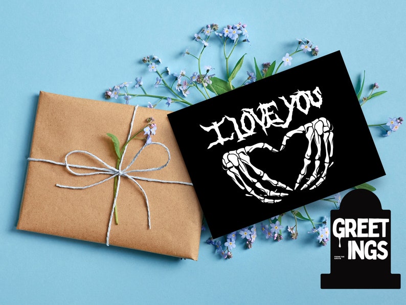 Skeleton Hands I Love You Printable Greeting Card for Metalhead Punk ...