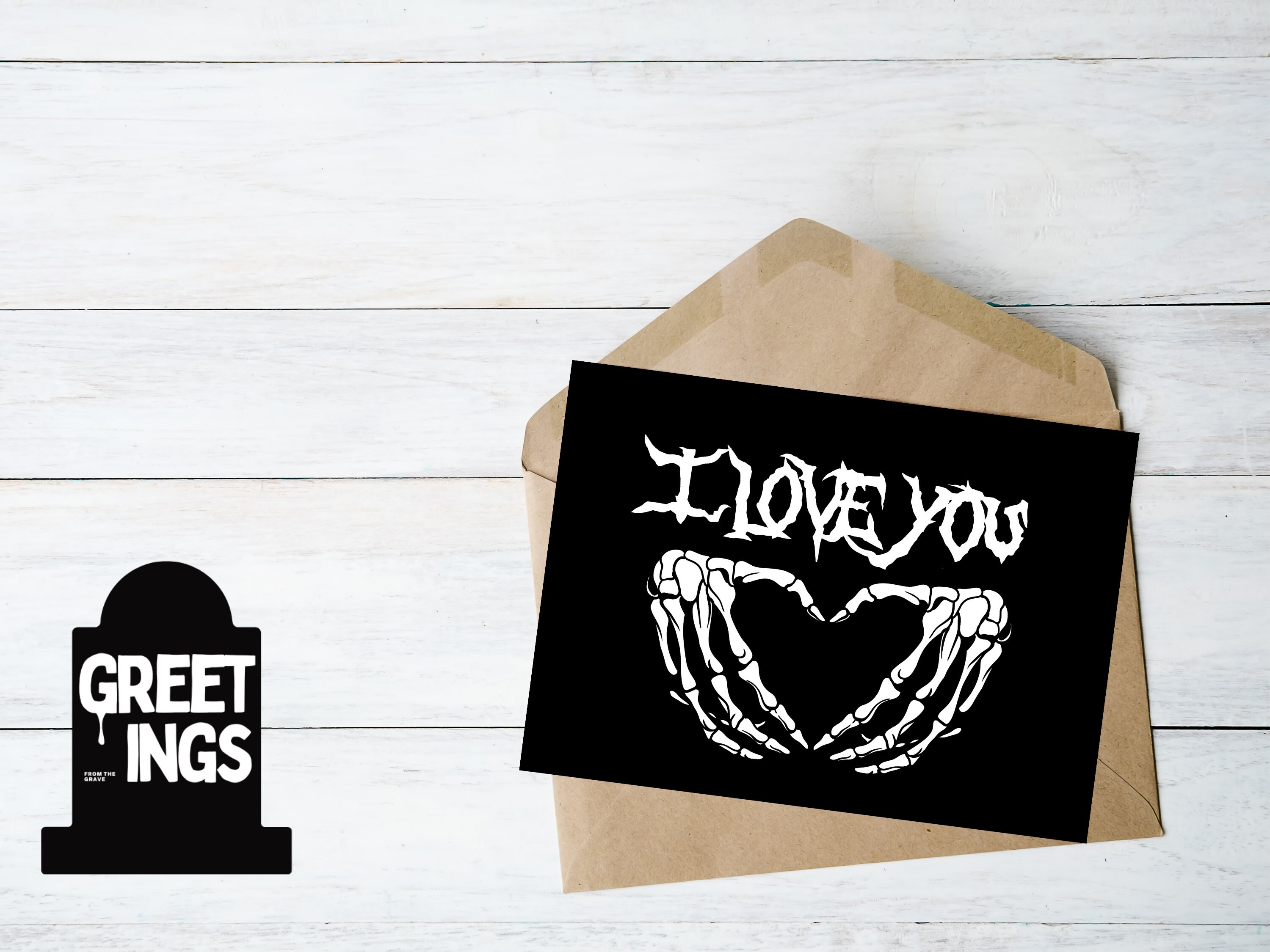 Skeleton Hands I Love You Printable Greeting Card for Metalhead Punk ...
