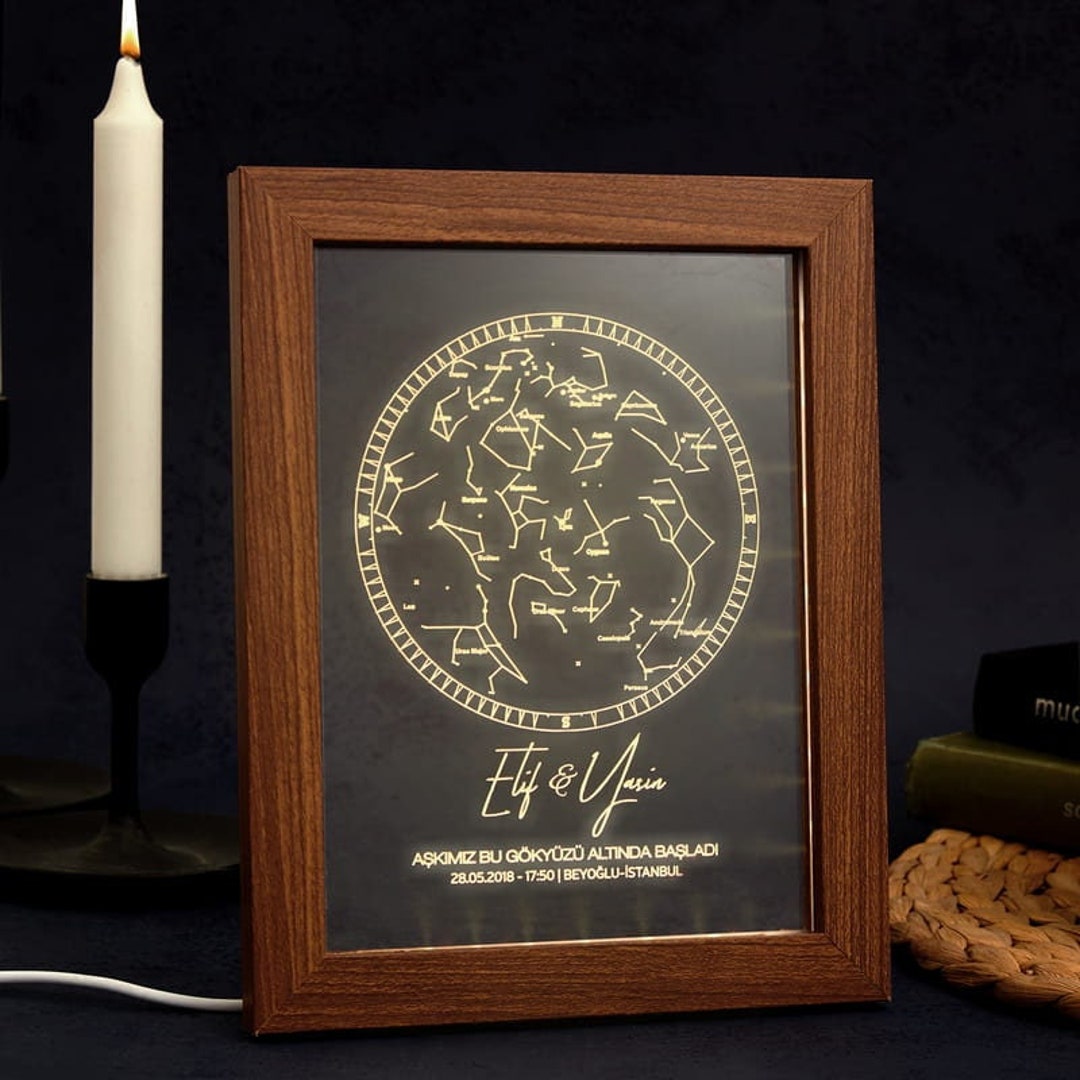 Personalized Star Map Design With LED Light Frame - Etsy