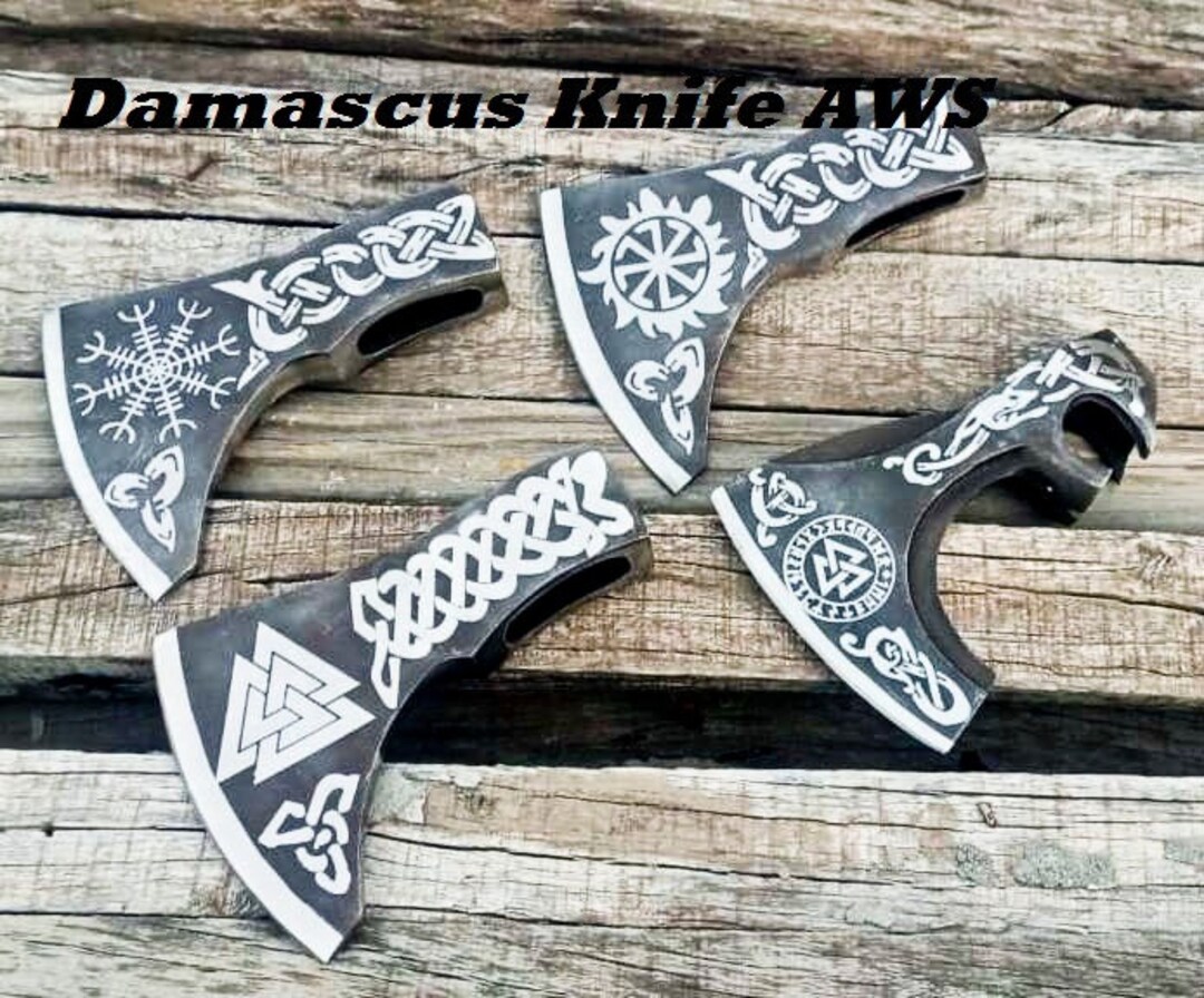 Lot of 4 Pcs Axe Head, Hand Forged Carbon Steel VIKING AXE , Wedding ...