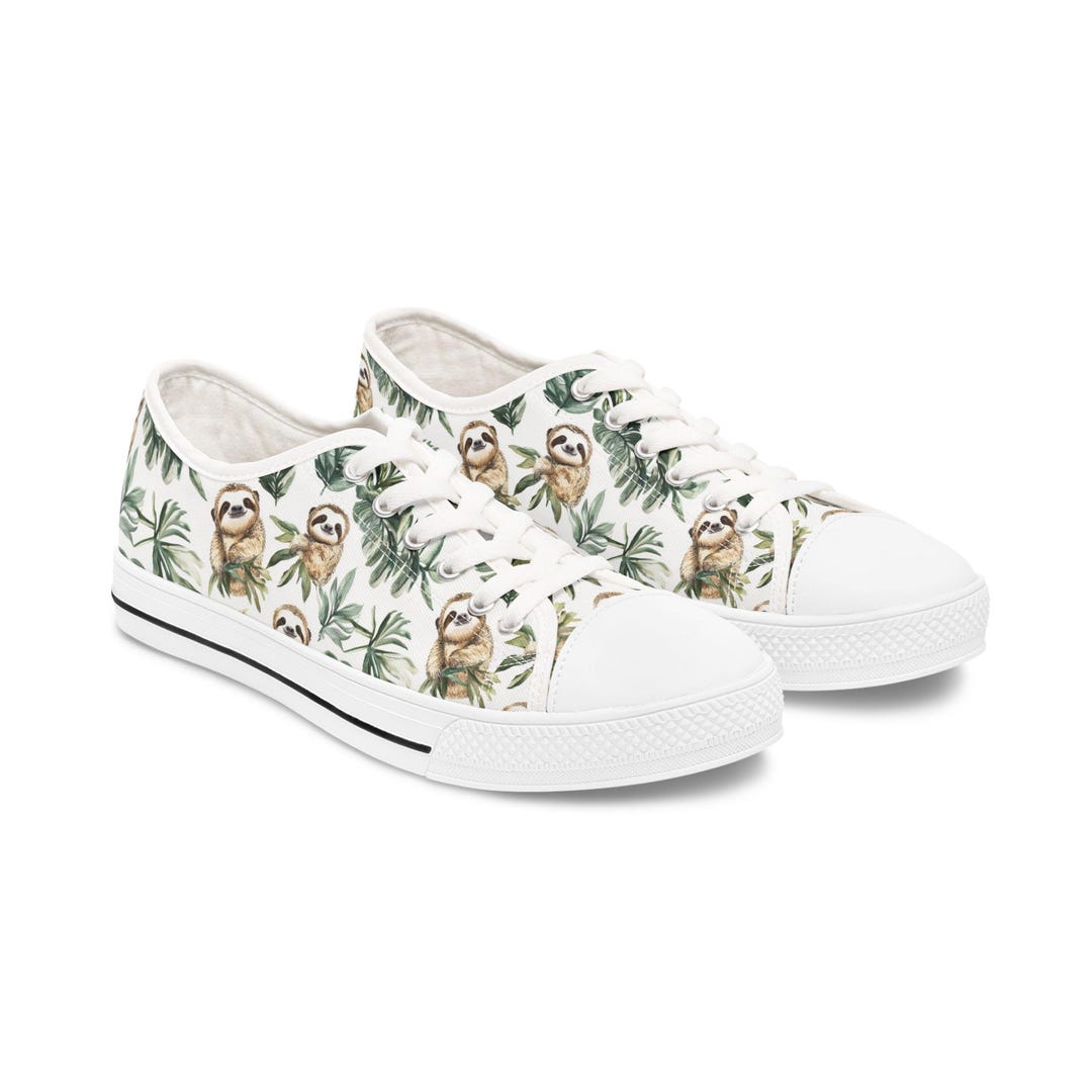 Sloth Jungle Low Top Sneakers, Cute Animal Print Shoes, Women's Casual ...