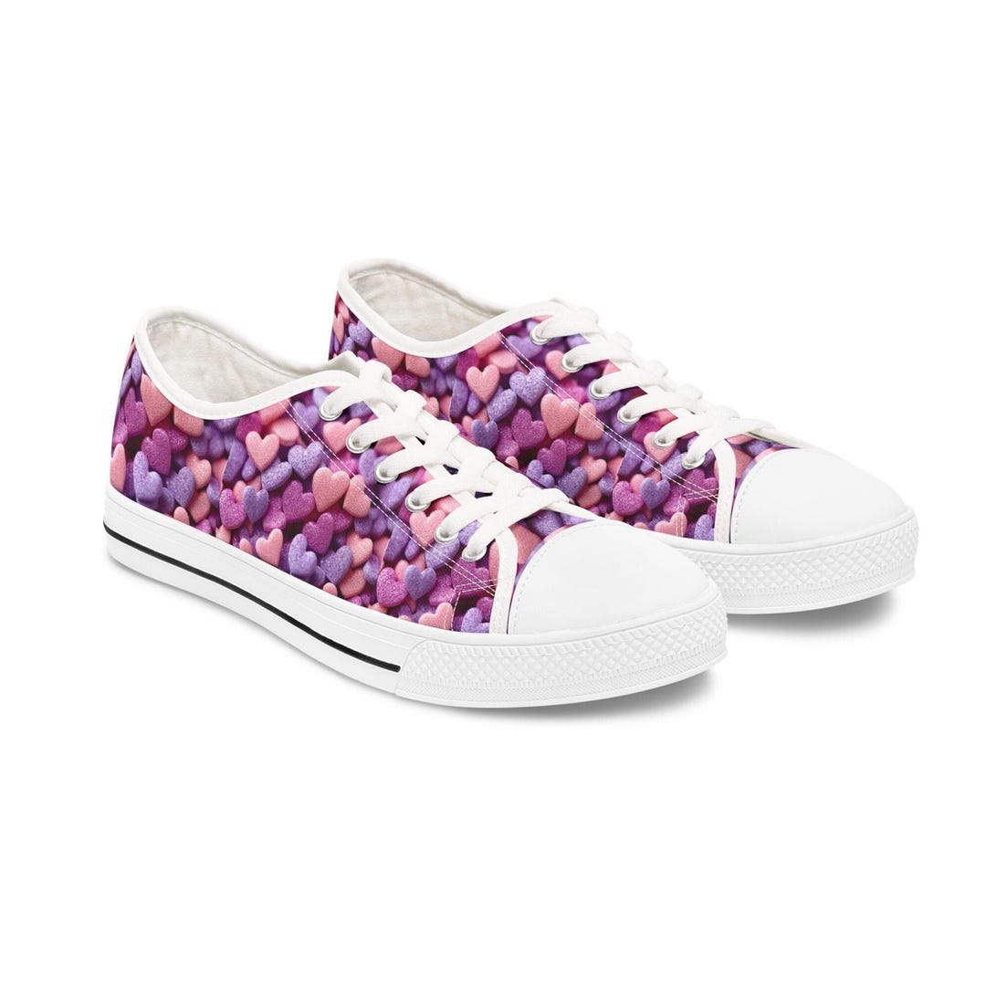 Cute Candy Heart Sneakers, Heart Print Shoes, Women's Retro Sneakers ...