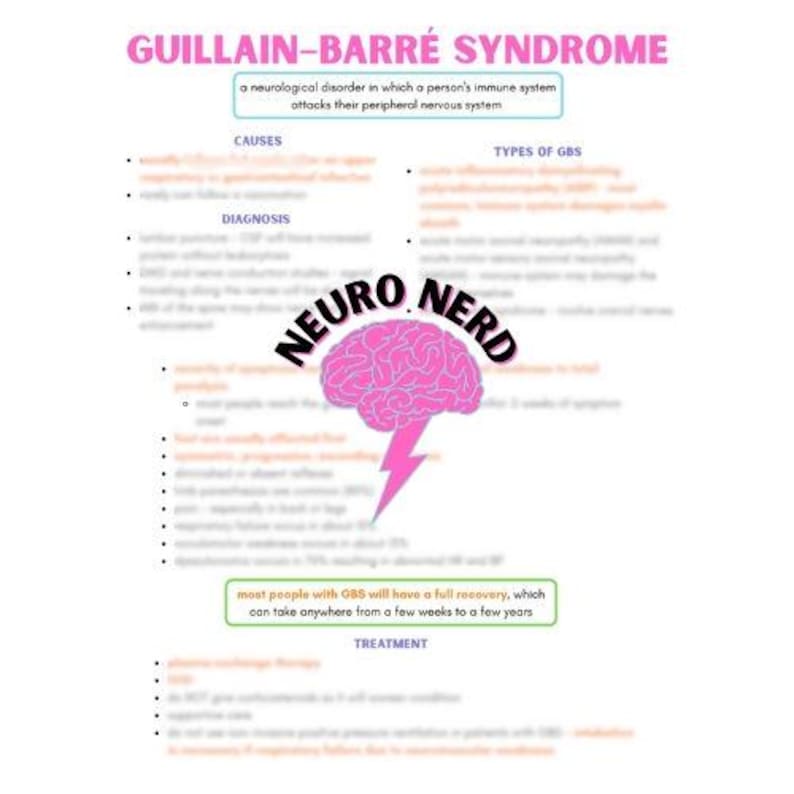 Guillan Barré Syndrome Nursing Notes - Etsy