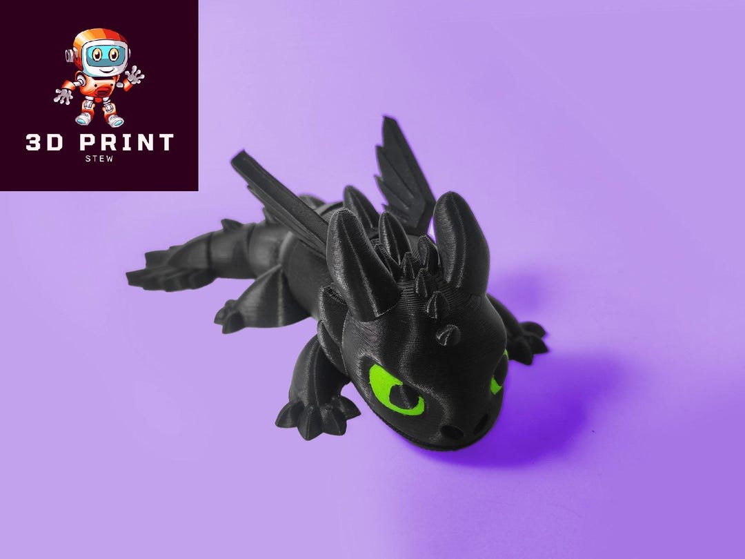 Night Fury STL 3D Printable Articulated Dragon Model DIY Fantasy ...