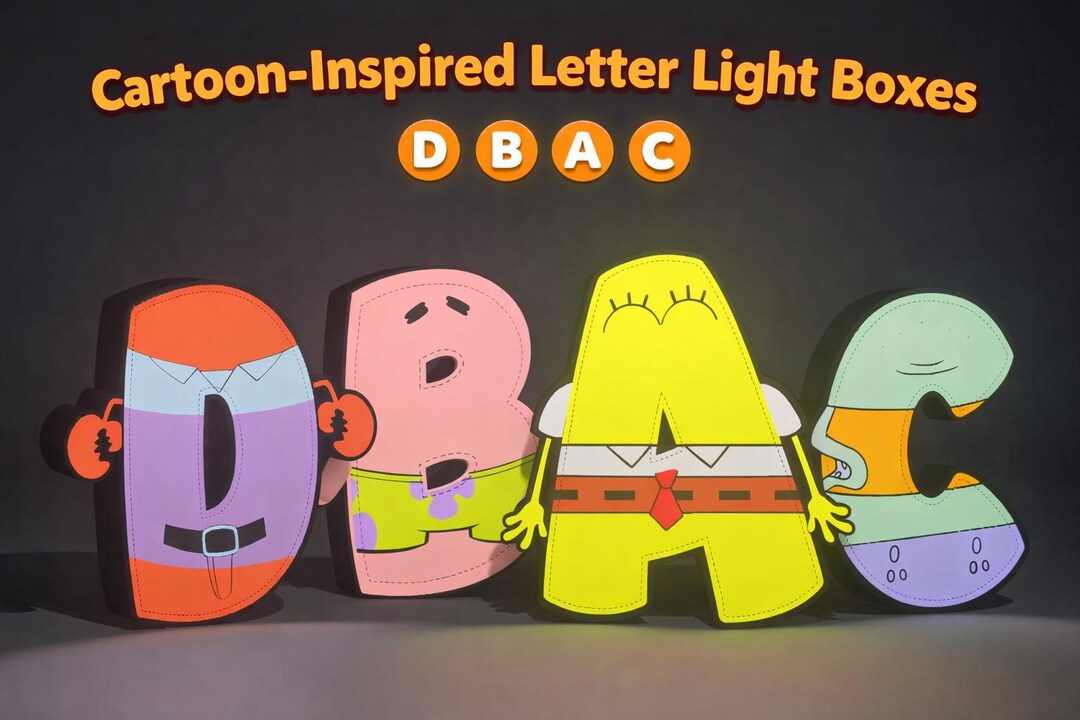 Sponge Star Cartoon Inspired Alphabet Light Box Initial Custom LED ...