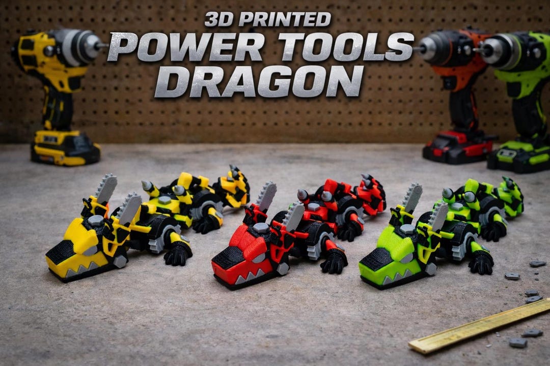 3D Printed Power Tool Dragon Desk Toy: Chainsaw, Toolbox Tail - Etsy