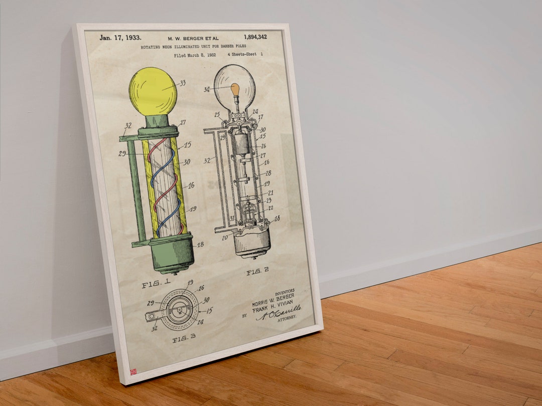 Patent Poster Custom Coloured, Unique Wall Art for Office Decor ...