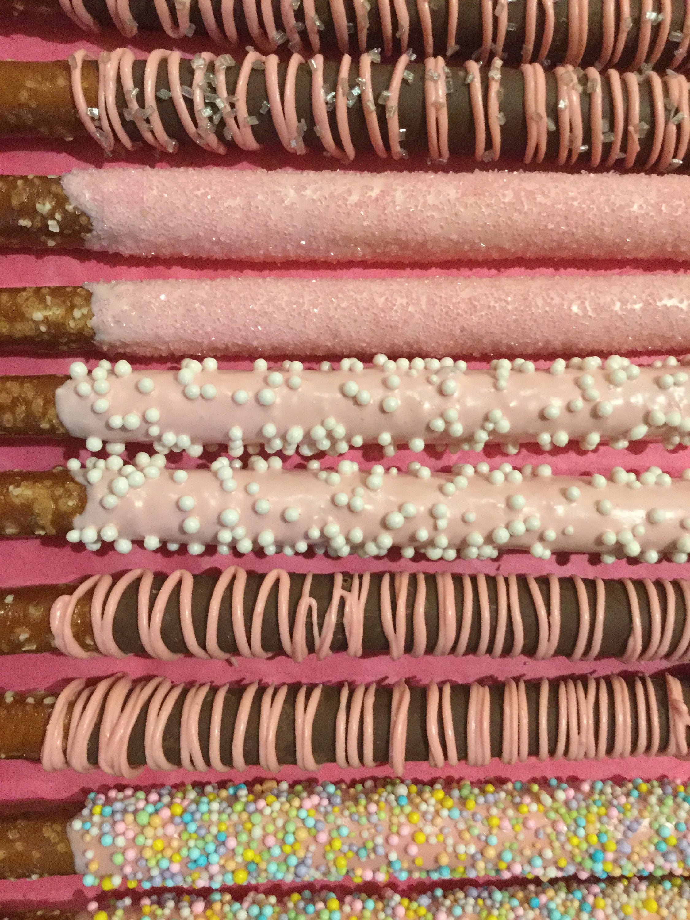 Pink Variety Chocolate Covered Pretzel Rods. Party Favors Birthday ...