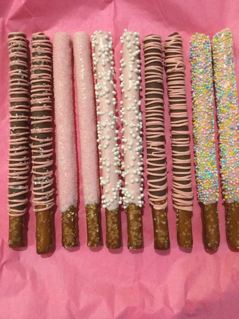 Pink Variety Chocolate Covered Pretzel Rods. Party Favors Birthday ...