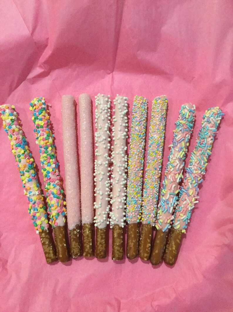 Pink Variety Chocolate Covered Pretzel Rods. Party Favors Birthday ...