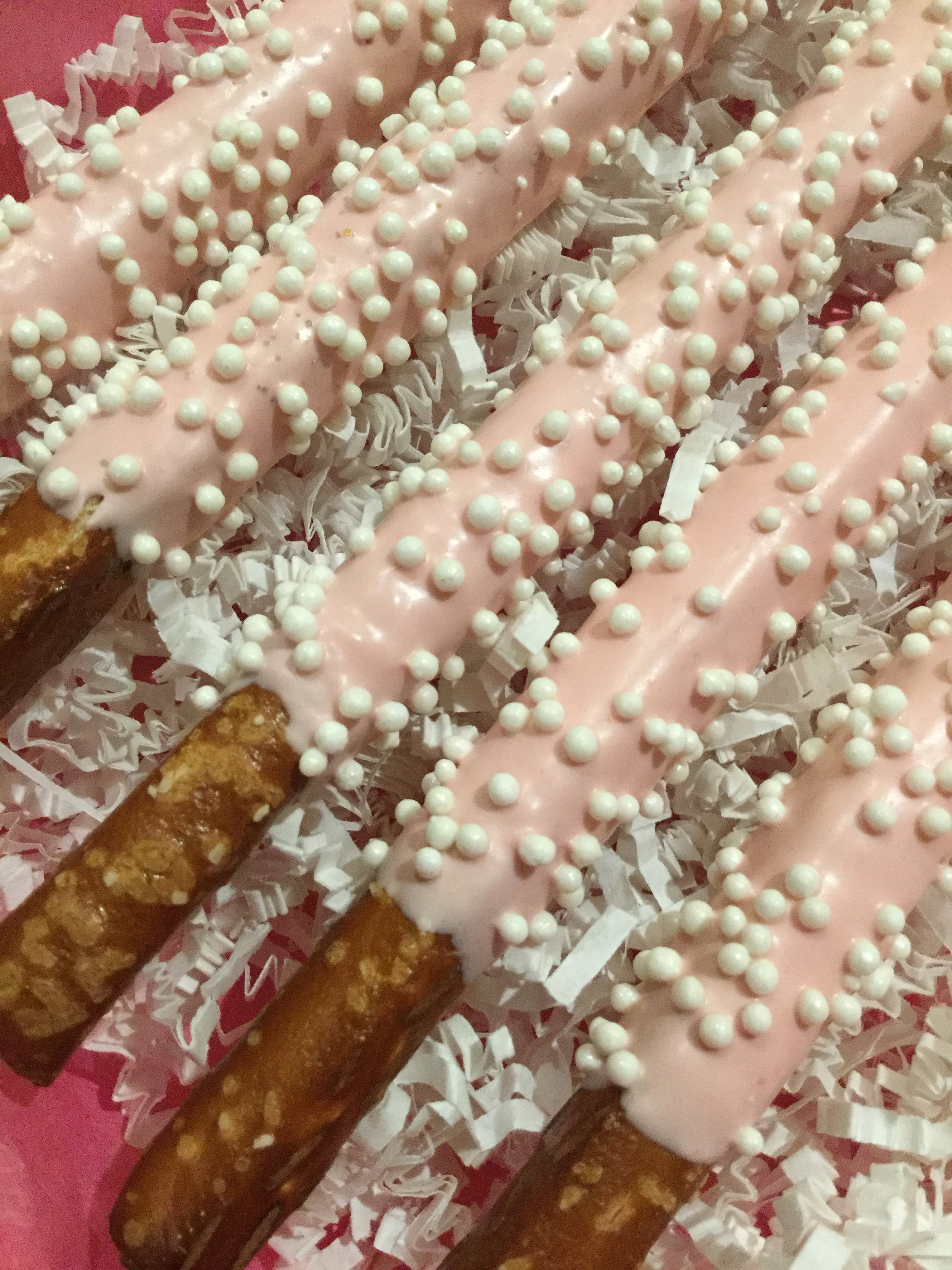 Pink Variety Chocolate Covered Pretzel Rods. Party Favors Birthday ...