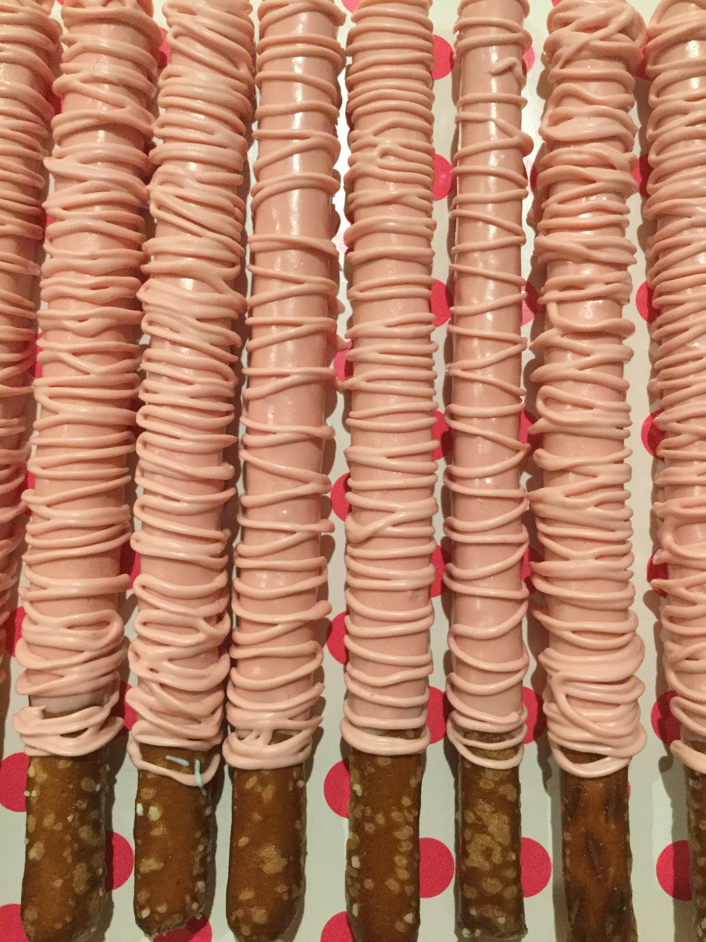 Pink Variety Chocolate Covered Pretzel Rods. Party Favors Birthday ...